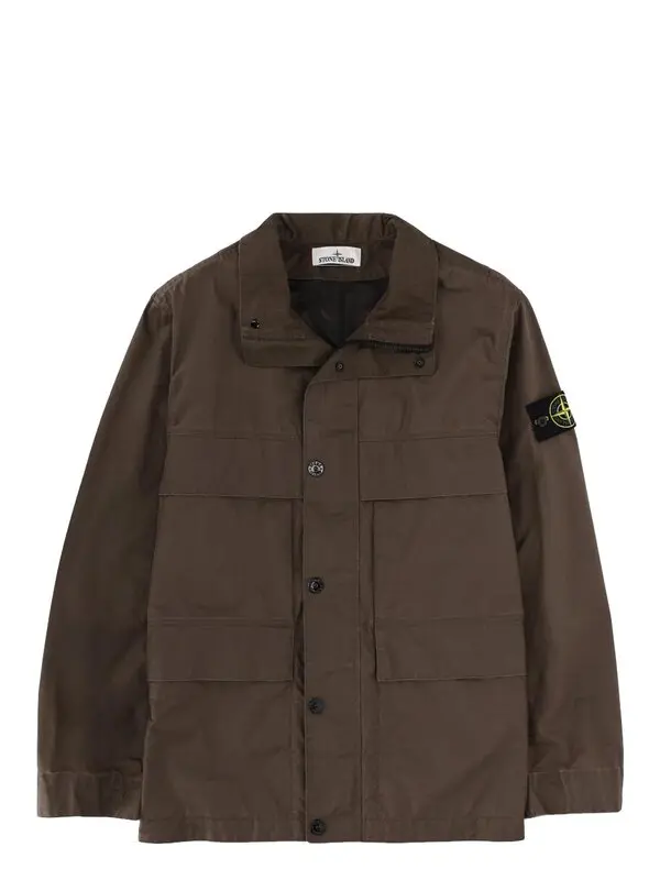 Stone Island Utility Field Jacket With Stand Collar And Flap Pockets - Brown