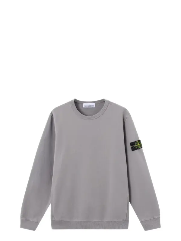 Stone Island Cotton Crewneck Sweatshirt With Sleeve Badge - Grigio