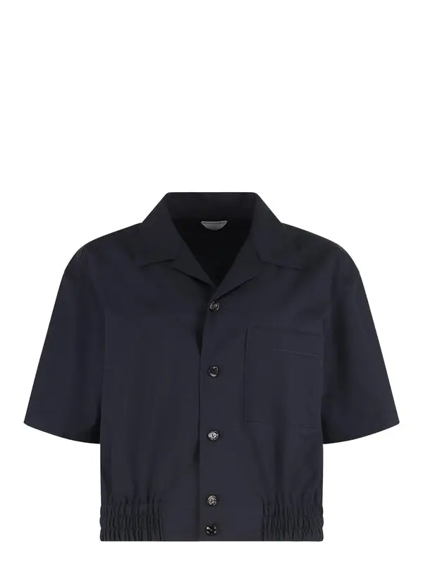 Bottega Veneta Elasticated Hem Wool Shirt For - Blue