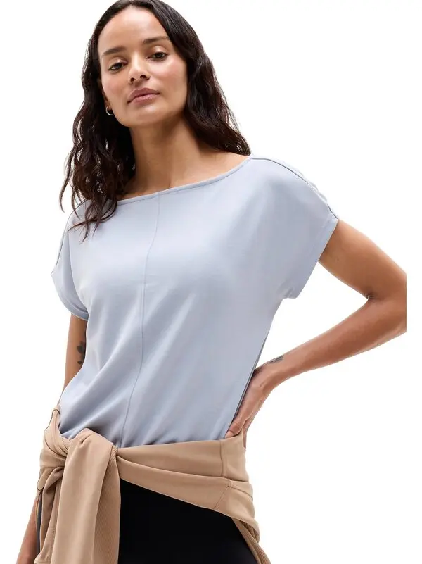 Athleta Seasoft Boat Neck Tee - Blue Star