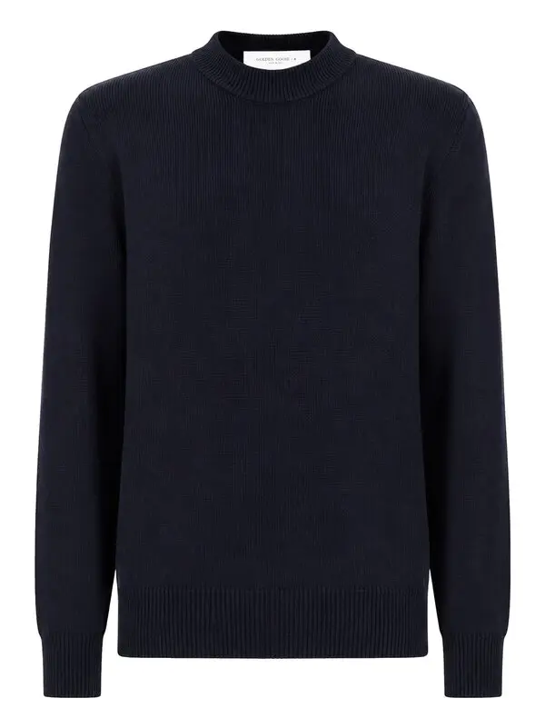 GOLDEN GOOSE Maglia Cotton Logo Sweater - Blue
