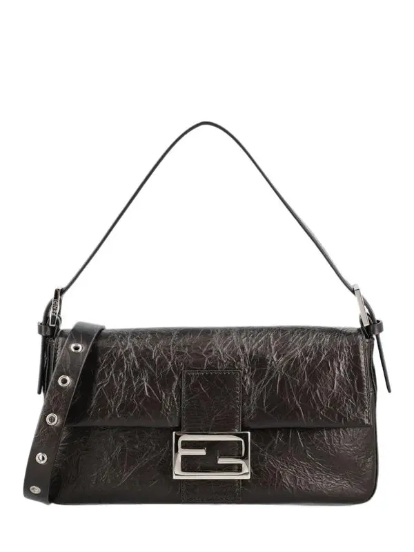 Fendi Baguette Leather Shoulder Bag - Black