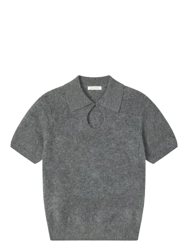 BY MALENE BIRGER Talallia Cashmere Polo Sweater - Grey Melange