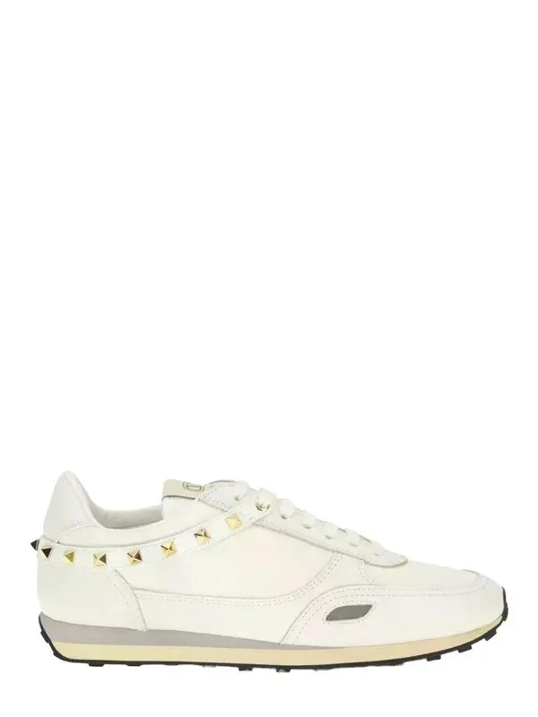 Valentino Garavani Studded Leather And Nylon Sneakers - White