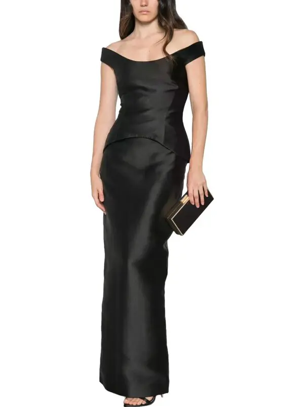 Solace London Pieta Off-shoulder Peplum Maxi Dress - Black