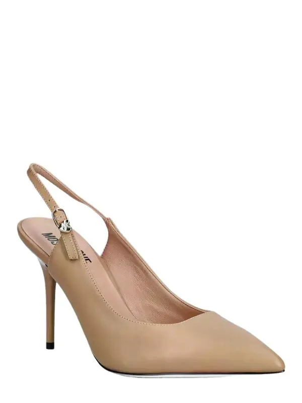 Moschino Pointed-toe Slingback Pumps With Heart Detail - Neutrals