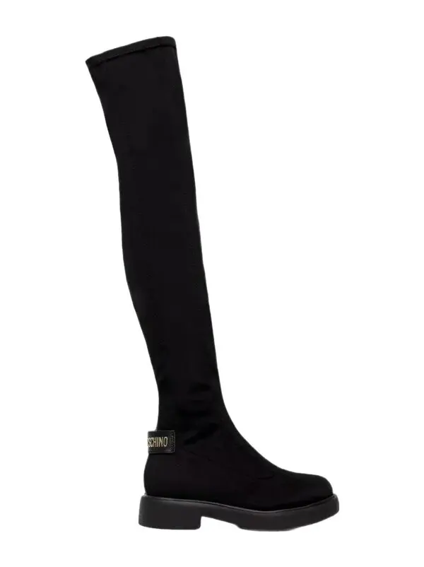 Moschino Logo Plaque Over-the-knee Boots - Black