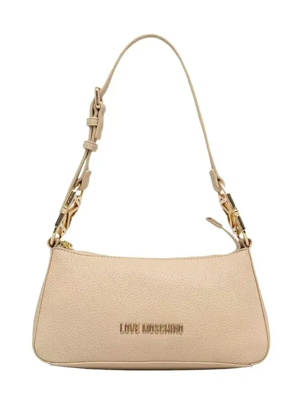 Moschino Logo-plaque Pebbled Shoulder Bag - Neutrals