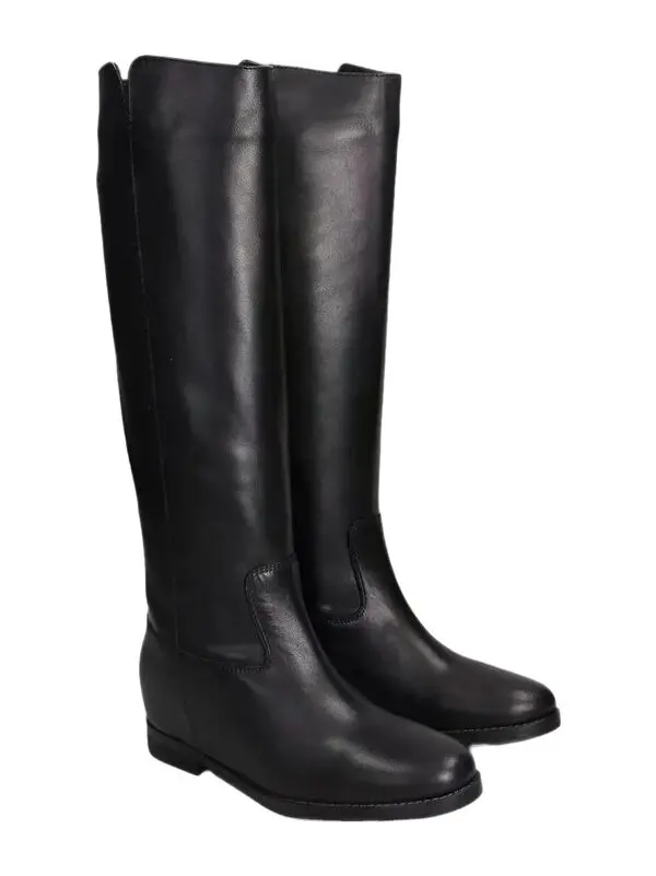 JULIE DEE Round-toe Knee-high Boots - Black