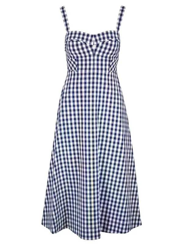 Veronica Beard Aila Gingham Midi Dress - Blue