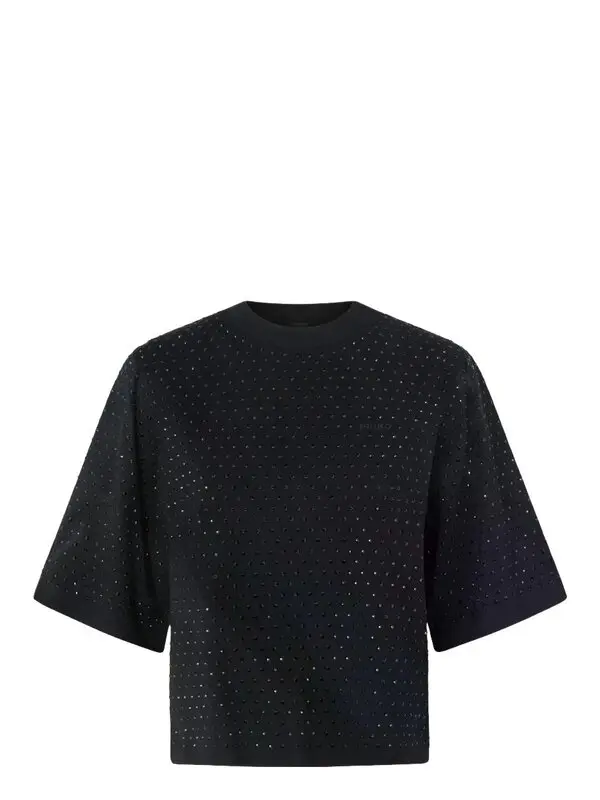 Pinko Embellished Cotton Jersey T-shirt - Black