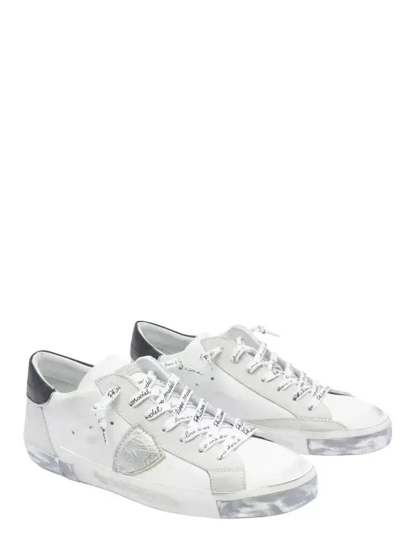 Philippe Model Prsx Low-top Distressed Leather Sneakers - White