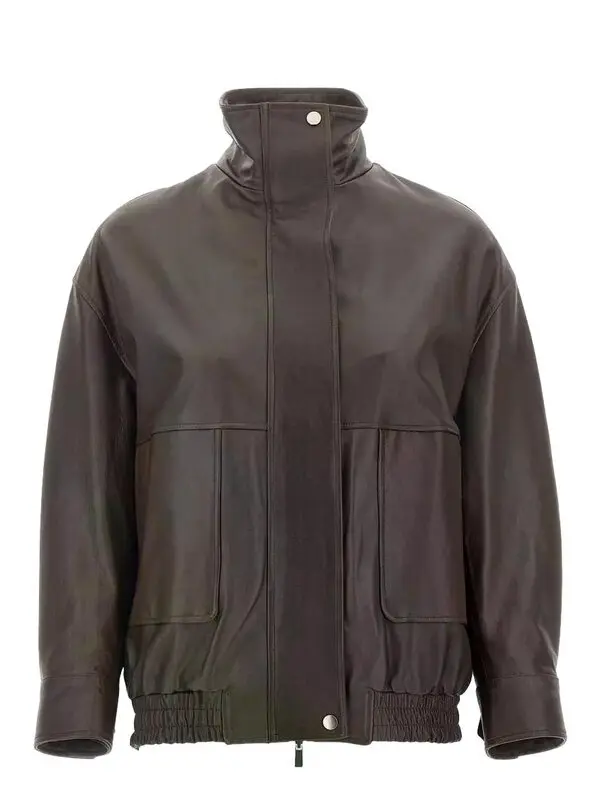 KAOS Leather Bomber Jacket - Brown