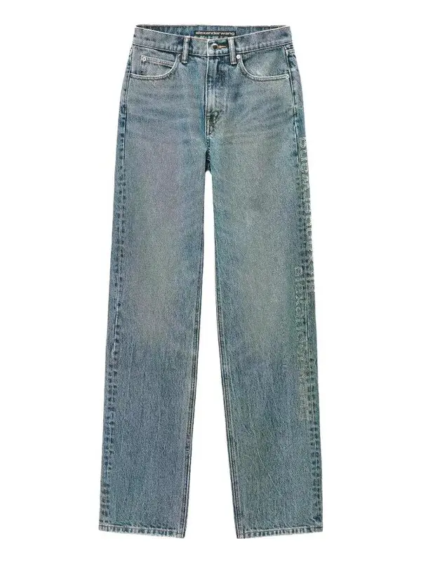 Alexander Wang Crystal Mirror Logo Ez Jeans - Blue