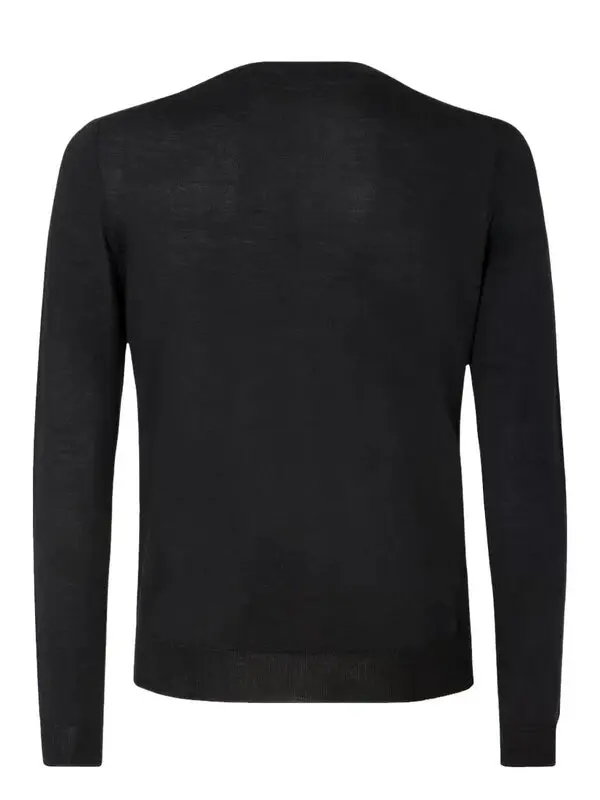 Fendi Wool V-neck Pullover With Contrast Stitching - Black