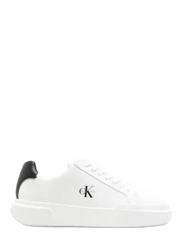 Calvin Klein Print Leather Sneakers - White