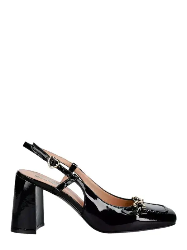 Moschino Heart-buckle Slingback Pumps - Black