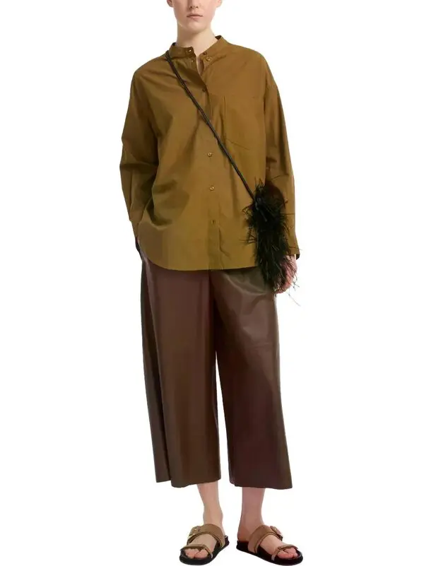 YVES SALOMON Long Sleeve Poplin Shirt - Brown
