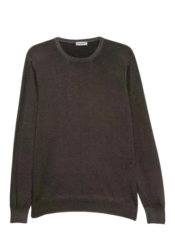 VENGERA Crew Neck Long Sleeve Sweater - Brown