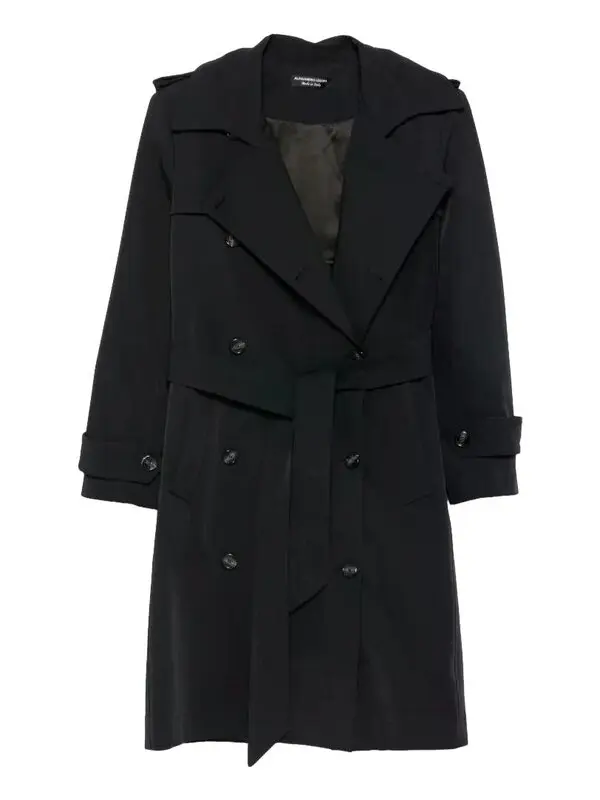 ALESSANDRO LEGORA Double-breasted Belted Trench Coat - Black