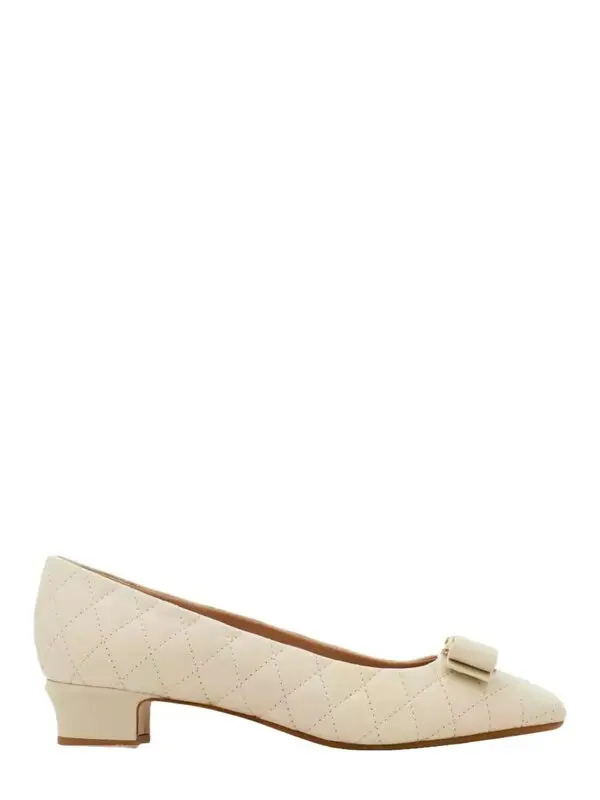 FERRAGAMO Quilted Nappa Leather Pumps With Vara Bow - Neutrals