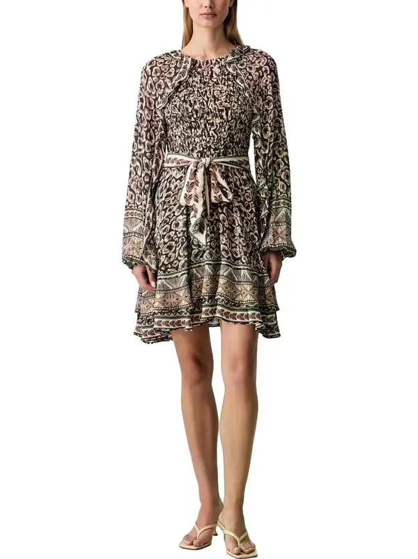 Farm Rio Abstract-pattern Mini Dress - Brown