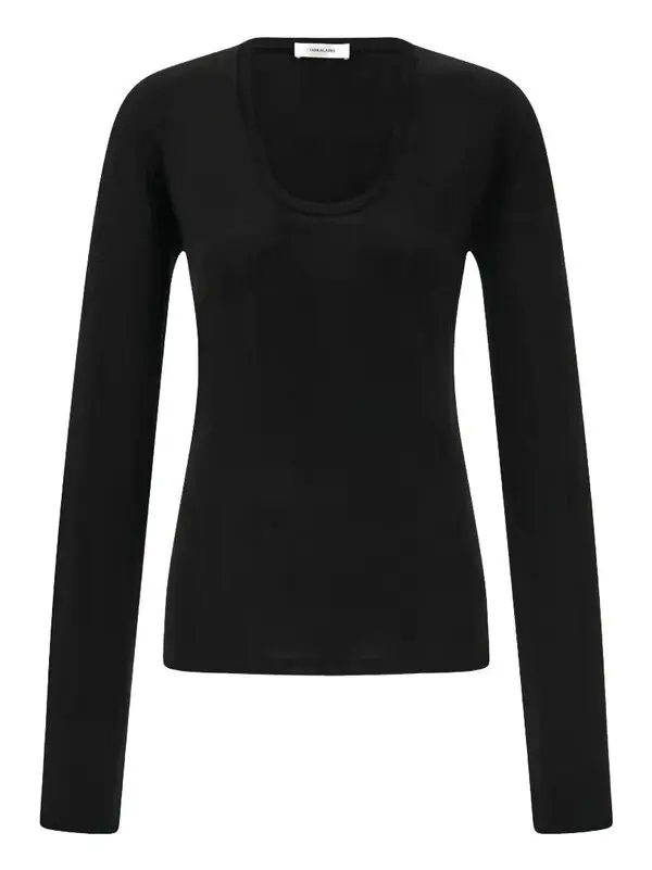 FERRAGAMO Wool Long-sleeve Top - Black