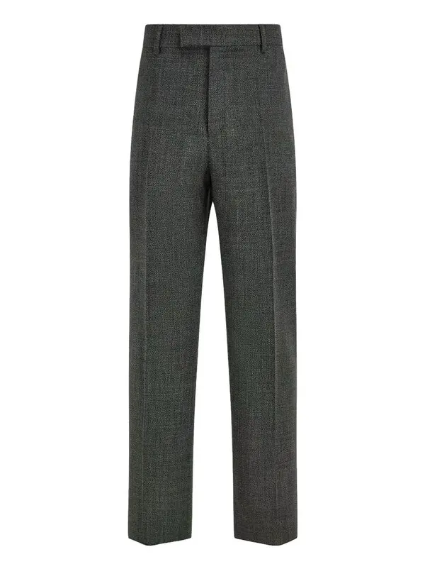 FERRAGAMO Wide-leg Chevron Trousers - Grey