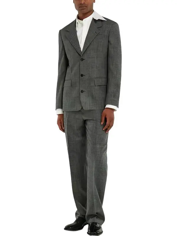 FERRAGAMO Wide-leg Chevron Trousers - Grey