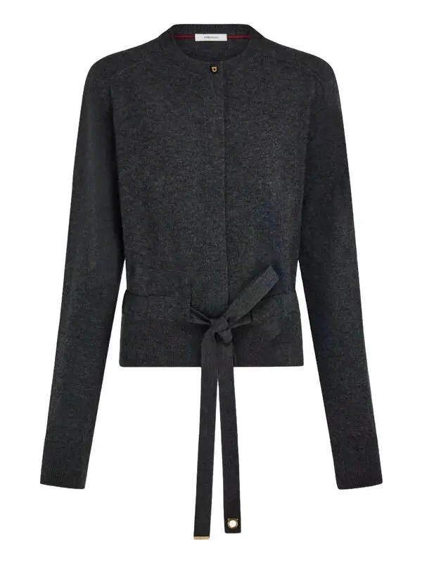 FERRAGAMO Wool Belted Cardigan - Grey