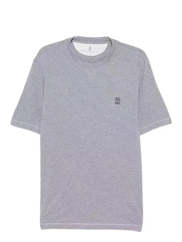 Brunello Cucinelli Logo-embroidered T-shirt - Grey