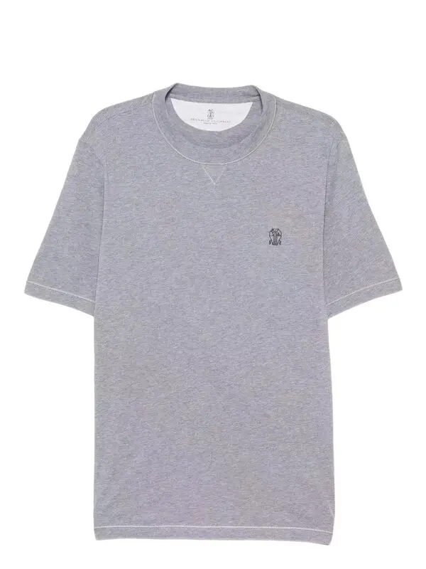 Brunello Cucinelli Logo-embroidered T-shirt - Grey