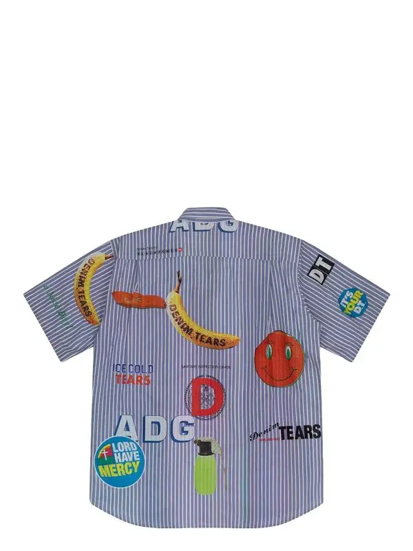 DENIM TEARS Bodega Striped Short-sleeved Shirt - Blue
