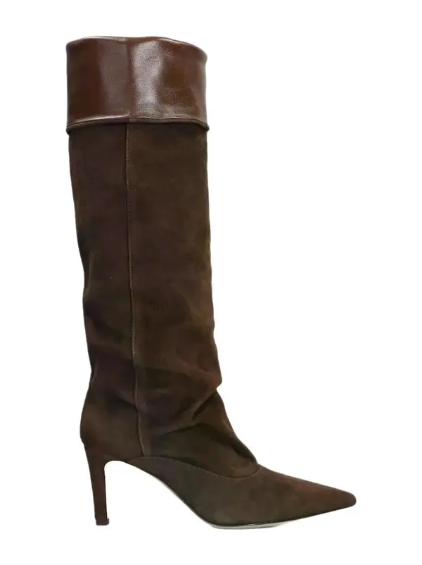 THE SELLER Pointed-toe Slouchy Knee-high Boots - Brown
