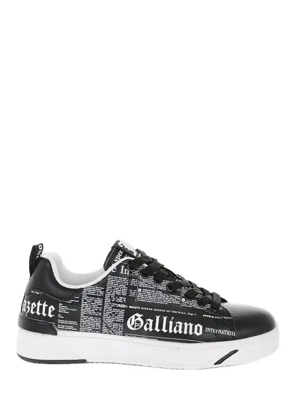 John Galliano Newspaper-print Lace-up Sneakers - Black