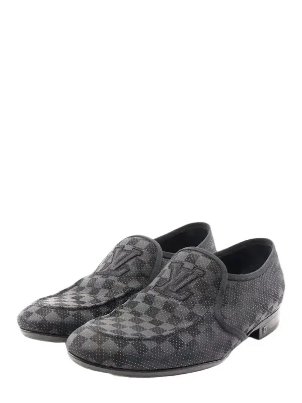 LOUIS VUITTON Damier Canvas Slip-on Loafers - Black