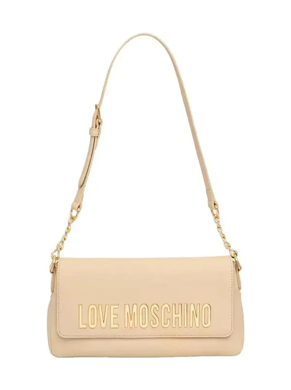 Moschino Logo-plaque Chain-link Shoulder Bag - Neutrals