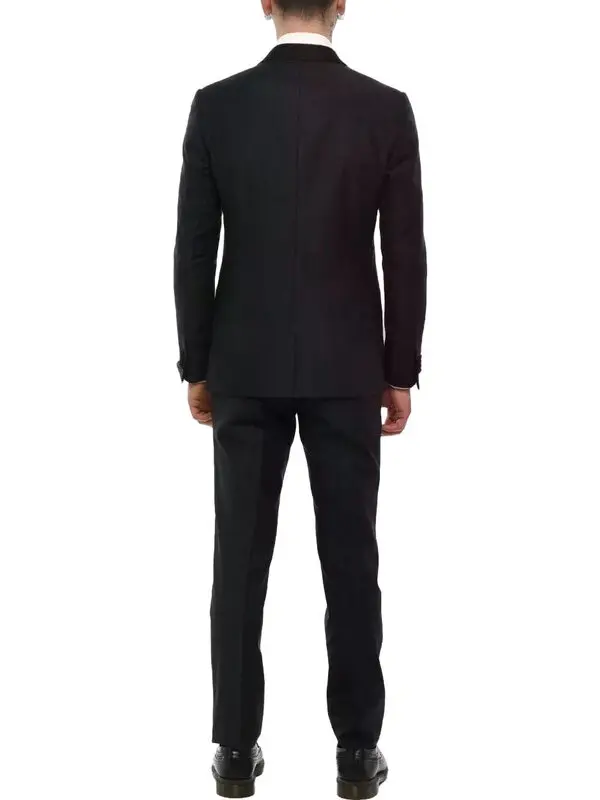 Corneliani Satin-lapel Virgin-wool Suit - Black