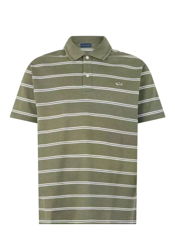 Paul & Shark Striped Cotton Polo Shirt - Green