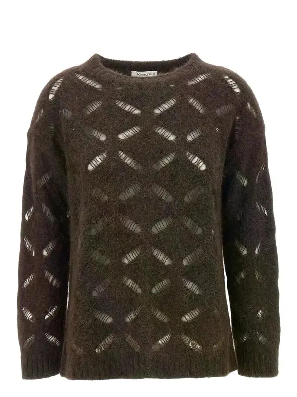 KANGRA Openwork-knit Sweater - Brown