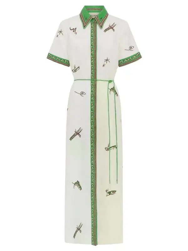 ALEMAIS Wanda Embroidered Shirt Dress - Neutrals
