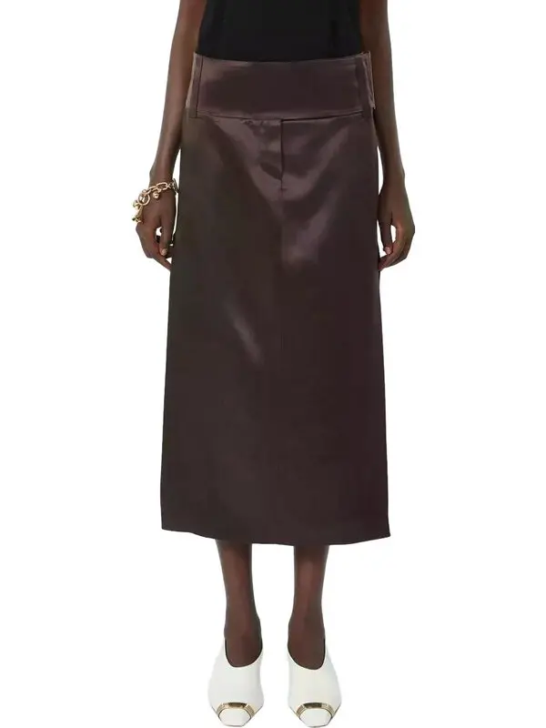Max Mara Straight-fit Long Satin Skirt - Brown
