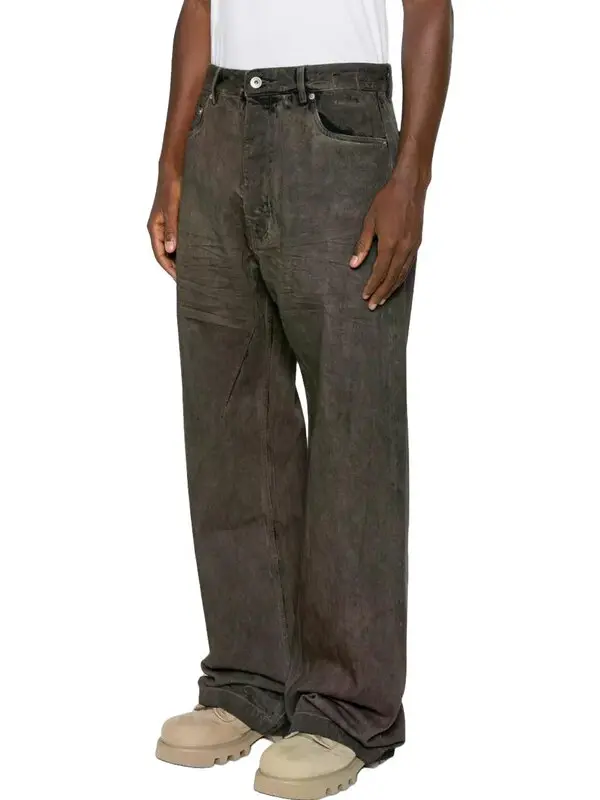 Rick Owens Faded Whiskered Wide Leg Jeans - Grey