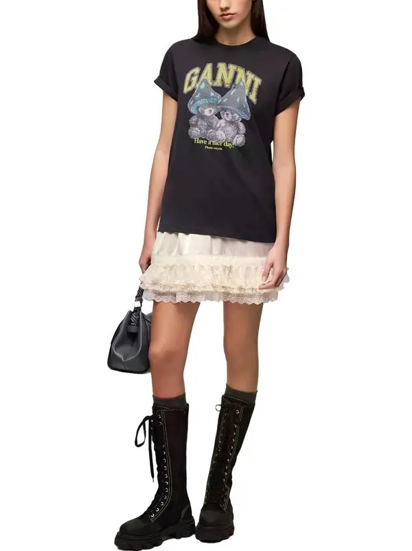 GANNI Graphic-print T-shirt - Black