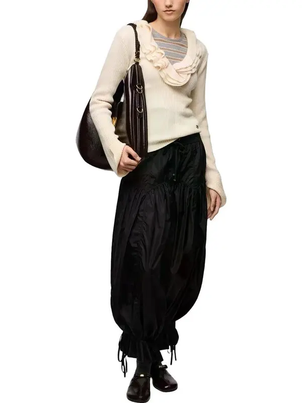 GANNI Nylon Gathered Trousers - Black