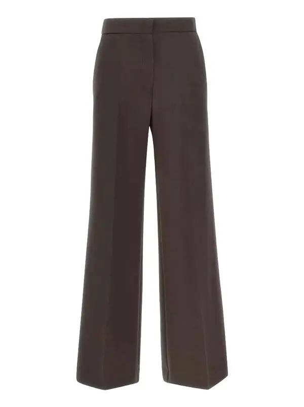 KAOS High-waisted Palazzo Pants With Pressed Crease - Brown