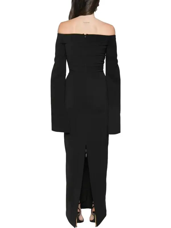 Solace London Marcella Off-shoulder Bell Sleeve Maxi Dress - Black