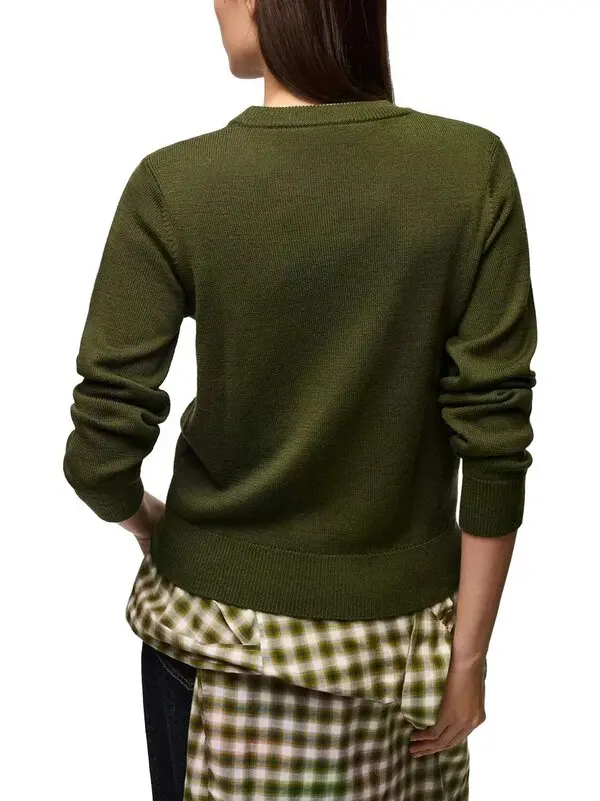 GANNI Crochet Flower Jumper - Green