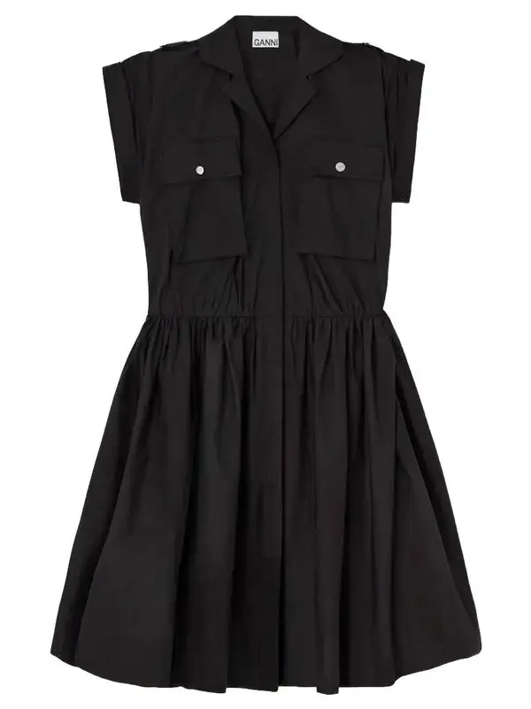 GANNI Dress In Cotton - Black