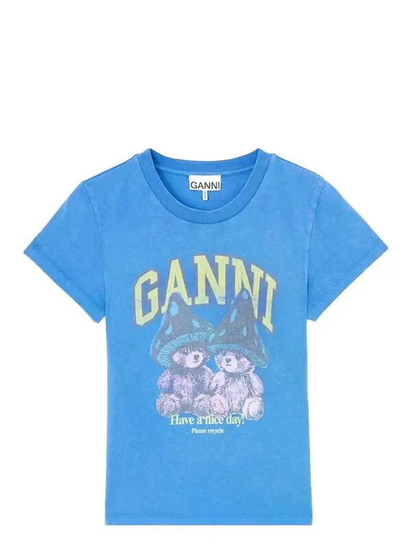 GANNI Mushroom Teddy" Baby Fit T-shirt - Blue